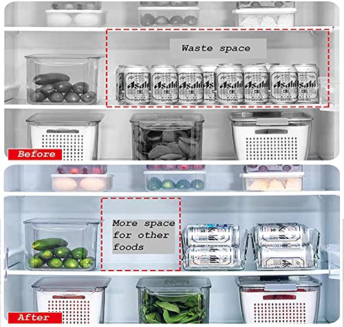 2-Layer Set Clear Automatic Rolling Beverage Soda Can Storage Organizer Stackable Drink Holder for Freezer Cabinets Pantry Dispenser Container Refrigerator Drawer Bins Fridge, 109458