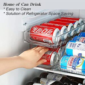 2-Layer Set Clear Automatic Rolling Beverage Soda Can Storage Organizer Stackable Drink Holder for Freezer Cabinets Pantry Dispenser Container Refrigerator Drawer Bins Fridge, 109458