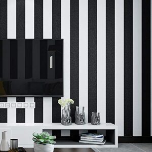 Peel and Stick Vinyl Black and White Striped Wallpaper Contact Paper Self Adhesive Stripe Shelf Liner Dresser Drawer Cabinets Liner Furniture Wall Paper Sticker Removable (17.7x117 Inches)