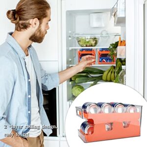 ZWMBYN Rolling Soda Can Organizer Refrigerator Drink Can Holder, 2-layer Automatic Refrigerator Drink Can Dispenser, Drink Beverage Dispenser Rack for Freezer, Countertop, Cabinets & Pantry