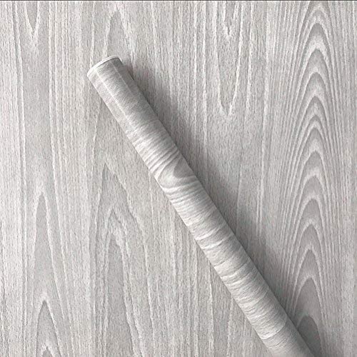 Teemall Light Gray Wood Grain Self Adhesive Sticker Wallpaper Furnitur Cabinets Wardrobe Shelf Liner 17.7 in X 98In