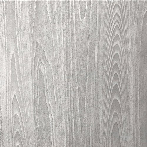 Teemall Light Gray Wood Grain Self Adhesive Sticker Wallpaper Furnitur Cabinets Wardrobe Shelf Liner 17.7 in X 98In