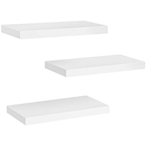 amada homefurnishing floating shelves, wall shelves for bathroom/living room/bedroom/kitchen decor, white shelves with invisible brackets set of 3 – amfs08