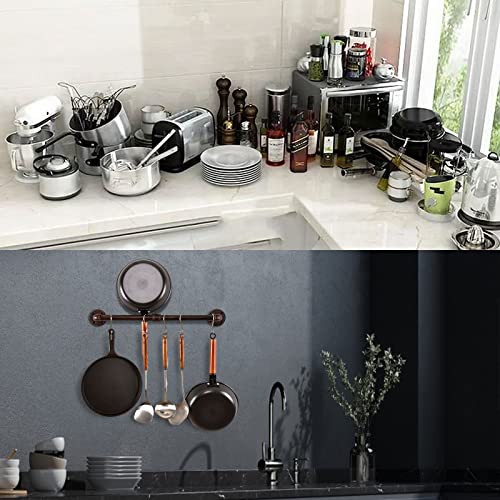 HOEMLIM Pipe Pot Pan Rack Wall Mounted Industrial Utensil Lid Holder Cookware Hanger Kitchen Organizer Hanging Bar Rail with S Hooks(24 inch,Red Bronze)