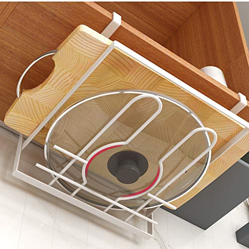 DRNKS Pot Rack Pan Lid Storage Rack Free Punching Board Rack Kitchen Sticky Plate Rack Door Back Type Chopping Board Rack to Put Pot Lid Shelf Applicable to kitchen stove