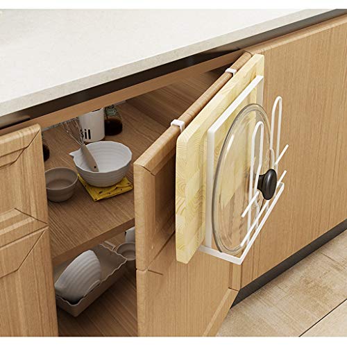 DRNKS Pot Rack Pan Lid Storage Rack Free Punching Board Rack Kitchen Sticky Plate Rack Door Back Type Chopping Board Rack to Put Pot Lid Shelf Applicable to kitchen stove