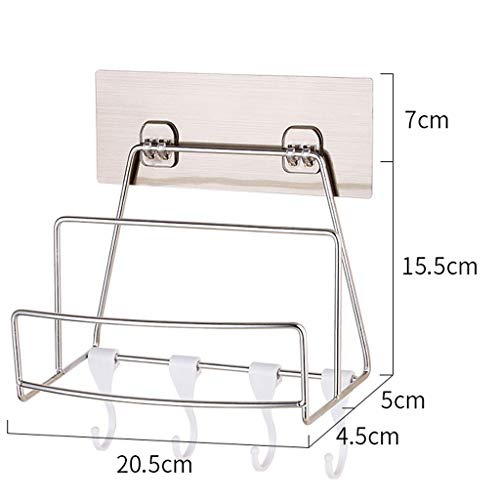 DRNKS Pot Rack Multifunctional Pot Lid Rack Kitchen Household Punch-free Wall-mounted Knife Holder Stainless Steel Storage Shelf Applicable to kitchen stove (Color : Pot cover+knife holder)