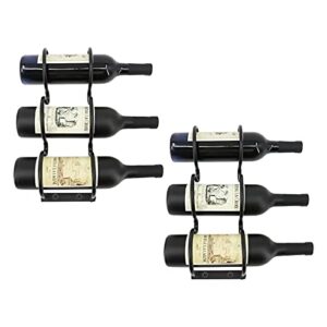 patioer 2 pack metal wine rack wall mounted for 3 wine bottles, modern wine bottle display holder with screws, hanging wine rack storage organizer