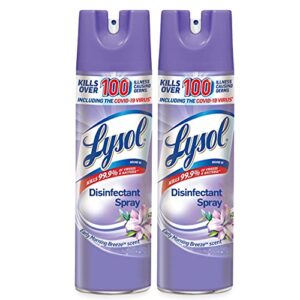 lysol disinfectant spray, sanitizing and antibacterial spray, for disinfecting and deodorizing, early morning breeze, 19 fl oz (pack of 2), packaging may vary