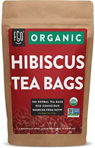 organic hibiscus tea bags | 100 tea bags | eco-conscious tea bags in kraft bag | raw from egypt | by fgo