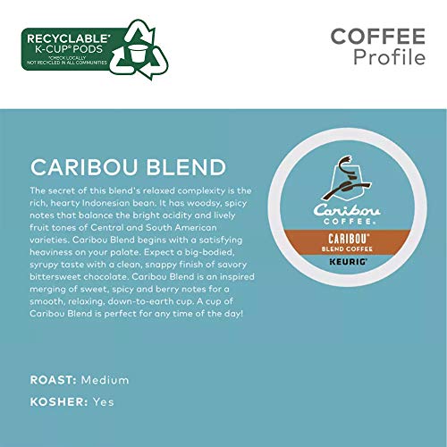 Caribou Coffee Caribou Blend, Single-Serve Keurig K-Cup Pods, Medium Roast Coffee, 12 Count (Pack of 6)