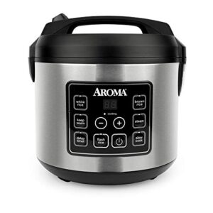 aroma housewares 20 cup cooked (10 cup uncooked) digital rice cooker, slow cooker, food steamer, ss exterior (arc-150sb),black