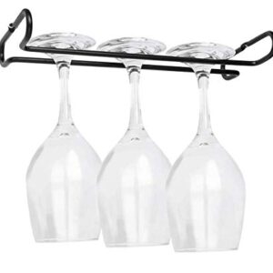 LAP Wine Glass Rack - Under Cabinet Stemware Wine Glass Holder Glasses Storage Hanger Metal Organizer for Bar Kitchen Black (1 Rows 2 Pack)