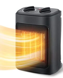 space heater, 1500w electric heaters indoor portable with thermostat , ptc fast heating ceramic room small heater with heating and fan modes for bedroom, office and indoor use