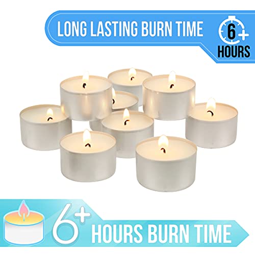 Stonebriar 100 Pack Unscented Tea Light Candles with 6-7 Hour Extended Burn Time