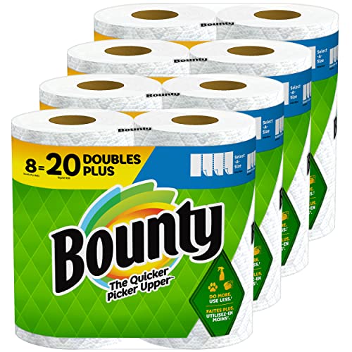 Bounty Select-A-Size Paper Towels, White, 8 Double Plus Rolls = 20 Regular Rolls (Packaging May Vary)