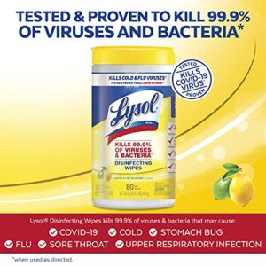 Lysol Disinfectant Wipes, Multi-Surface Antibacterial Cleaning Wipes, For Disinfecting and Cleaning, Lemon and Lime Blossom, 80 Count (Pack of 3)