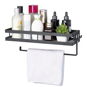 PINNIYOU Paper Towel Holder with Spice Rack and Multi-Purpose Shelf Wall Mount Storage Organizer for Kitchen, Pantry, Laundry, Bathroom, Toilet Garage - Durable Metal Wire Design - Black