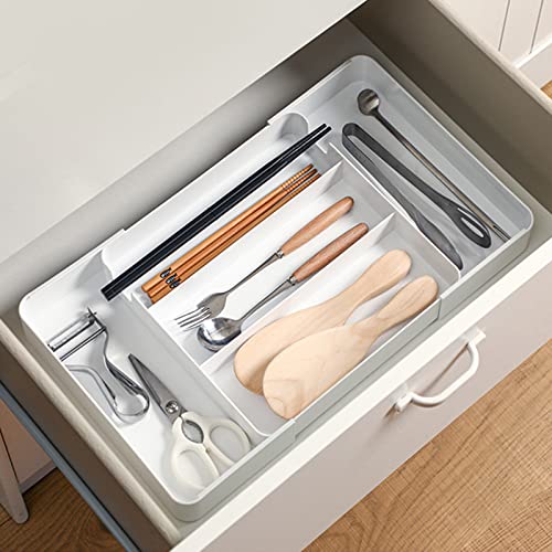 YUWUAR Expandable cutlery organizer in drawer adjustable cutlery storage trays kitchen gadgets