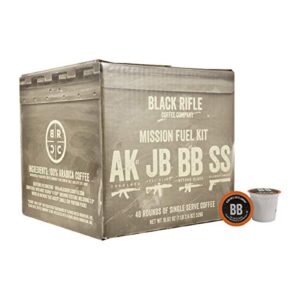 black rifle coffee supply drop variety pack (48 count of pods) contains a mix of silencer smooth (light roast), ak espresso (medium roast), just black (medium roast), and beyond black (dark roast), help support veterans and first responders