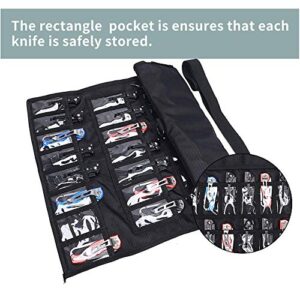 Oxford Pocket Knife Roll, Small Knife Carrying Case, Folding Knife Storage Pouch, Camping Knife Organizer Tote Caddy, Tactical Knife Collection Case Display Bag With 29 Slots