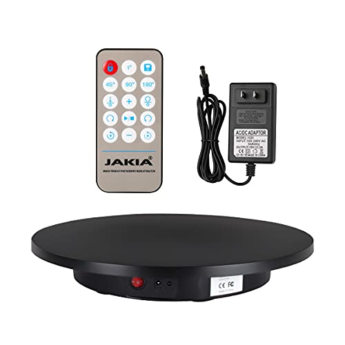 JAKIA Photography Turntable [Metal Cover] Heavy Loading 360 Degree Rotating Display Stand Remote Control 23.6 Inch/60 cm Diameter 330 lbs/150 Kg Loading Black Show Party Christmas Decoration