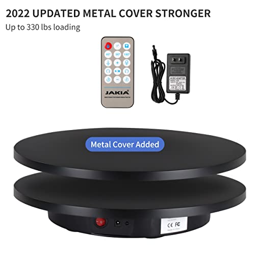 JAKIA Photography Turntable [Metal Cover] Heavy Loading 360 Degree Rotating Display Stand Remote Control 23.6 Inch/60 cm Diameter 330 lbs/150 Kg Loading Black Show Party Christmas Decoration