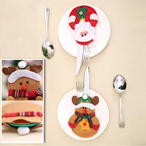 Andiker 8 Pcs Christmas Silverware Holder, Snowman and Elk Tableware Holder Cutlery Bag Pouch, Cute Fork Knife Spoon Covers for Holiday Party Table Decorations