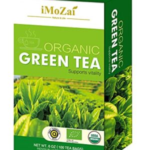 Imozai Organic Green Tea Bags 100 Count Individually Wrapped