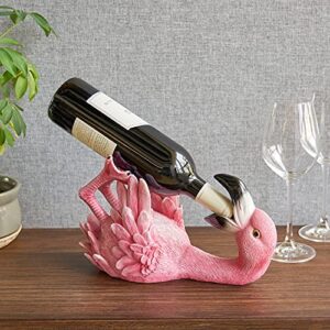 True Flirty Flamingo Polyresin Wine Bottle Holder Set of 1, Pink, Holds 1 Standard Wine Bottle