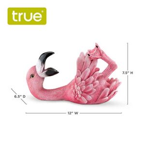 True Flirty Flamingo Polyresin Wine Bottle Holder Set of 1, Pink, Holds 1 Standard Wine Bottle