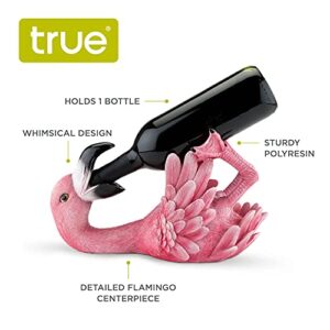 True Flirty Flamingo Polyresin Wine Bottle Holder Set of 1, Pink, Holds 1 Standard Wine Bottle