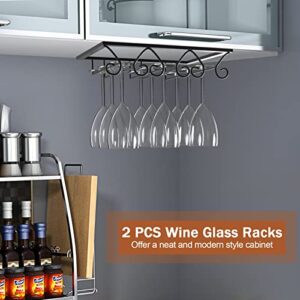 Wine Glass Rack Under Cabinet, 2 Pack Wine Glass Rack, Wine Glass Holder Under Shelf, 3 Rows Hanging Wine Glasses Holder Under Cabinet, Stemware Glass Rack Inside Cabinet for Kitchen Bar