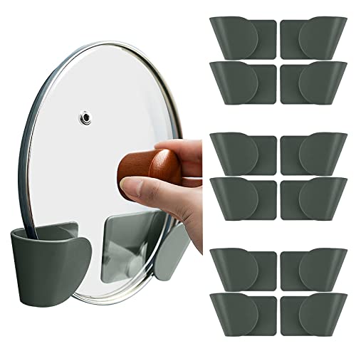 DZHF Pot Lid Organizer, Pot Pan Lid Organizers Holder Inside Cabinet Door, Wall Mount (Set Of 6 Pairs), Green