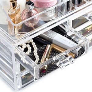 Clear Cosmetic Storage Organizer - Easily Organize Your Cosmetics, Jewelry and Hair Accessories. Looks Elegant Sitting on Your Vanity, Bathroom Counter or Dresser. Clear Design for Easy Visibility.