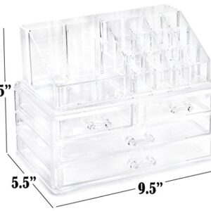 Clear Cosmetic Storage Organizer - Easily Organize Your Cosmetics, Jewelry and Hair Accessories. Looks Elegant Sitting on Your Vanity, Bathroom Counter or Dresser. Clear Design for Easy Visibility.