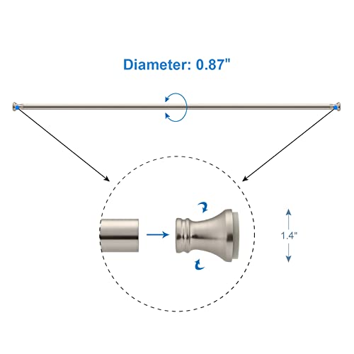 Amazer Spring Tension Curtain Rod - 54-90 Inches Rust-Resistance Shower Curtain Rod Bathroom Rod, Nickel