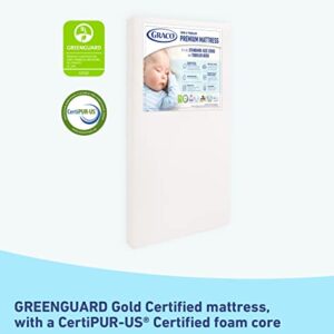 Graco Premium Foam Crib & Toddler Mattress – GREENGUARD Gold and CertiPUR-US Certified, 100% Machine Washable, Breathable, and Water-Resistant Cover, Meets All Applicable Category Safety Standards