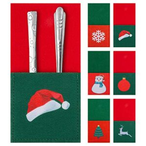 ziidoo 6pcs christmas table decorations,christmas silverware holders,cutlery bags for knife, fork and spoon in xmas party dinner table dinnerware decorations