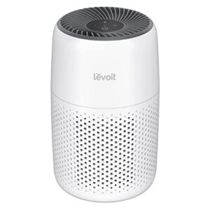 levoit air purifiers for bedroom home, hepa filter cleaner with fragrance sponge for better sleep, filters smoke, allergies, pet dander, odor, dust, office, desktop, portable, core mini, white