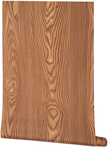 Self Adhesive Vinyl Rustic Oak Wood Contact Paper for Kitchen Cabinets Pantry Shelves Table Desk Cupboard Countertop Furniture Walls Decal 15.7x117 Inches