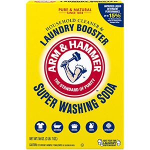 arm & hammer super washing soda detergent booster & household cleaner, 55oz.