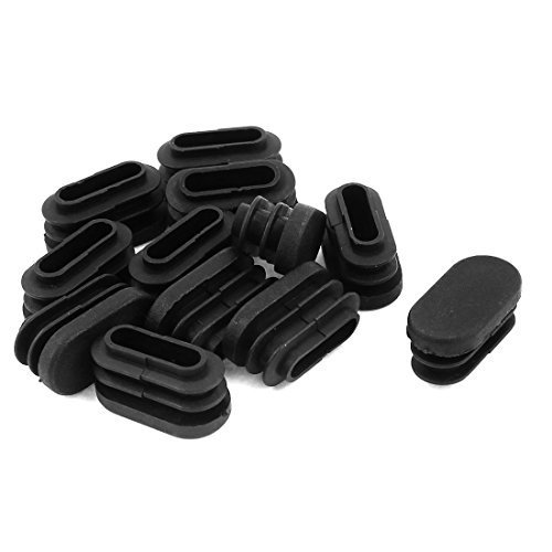 uxcell 15mm X 30mm Plastic Oval Shaped End Cup Tube Insert Black 12 Pcs