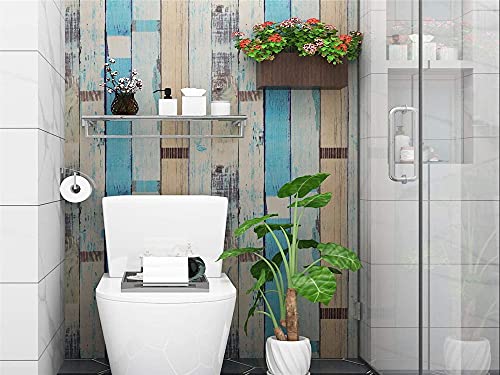 HOYOYO 17.8 x 118 Inches Self-Adhesive Liner Paper, Removable Shelf Liner Wall Stickers Dresser Drawer Peel Stick Kitchen Home Decor, Colorful Wood Grain