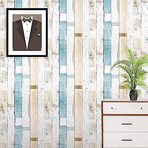 HOYOYO 17.8 x 118 Inches Self-Adhesive Liner Paper, Removable Shelf Liner Wall Stickers Dresser Drawer Peel Stick Kitchen Home Decor, Colorful Wood Grain