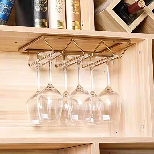 HODZUMRAC Wine Galss Holder - Under Cabinet Wine Glass Rack Stemware Rack, Wine Glass Hanger Kitchen Storage for Glasses, Metal Organizer for Kitchen Bar (White, 2Packs)