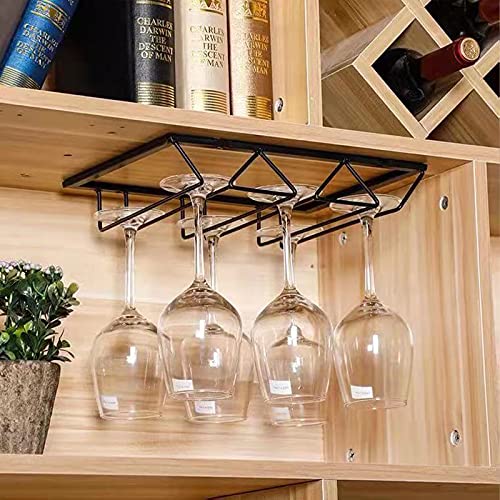 HODZUMRAC Wine Galss Holder - Under Cabinet Wine Glass Rack Stemware Rack, Wine Glass Hanger Kitchen Storage for Glasses, Metal Organizer for Kitchen Bar (White, 2Packs)