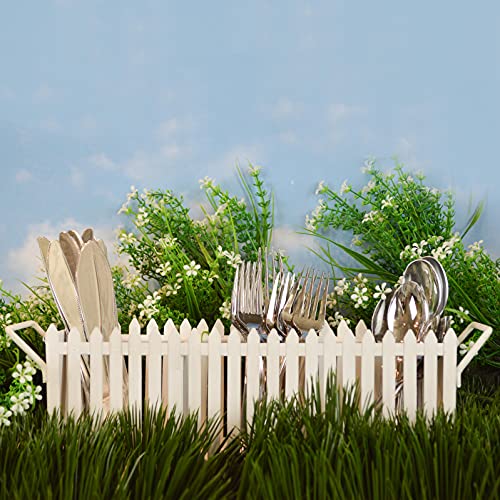 Boston Warehouse Picket Fence Flatware Storage Caddy, 15 inch, White