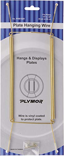 Plymor Shiny Gold Finish Wall Mountable Plate Hanger, 11" H x 3.5" W x 0.5" D (For Plates 14" - 20"), Pack of 2