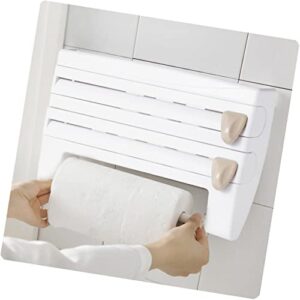 Holibanna Tool White in Home with Wall- Holder Tools Towel Four- Paper Foil Rack Mount Adhesive in- Organizer Bathroom Shelf Functional Plastic Supplies Kitchen Wall Cutter Cling Stand